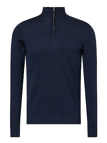 Sunspel Funnel-neck Half-zip Merino-wool Jumper - Light Navy