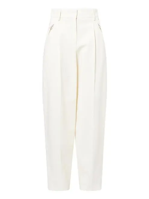 Givenchy Pleated Tapered-leg Cotton And Wool-garbadine Trousers - Ivory