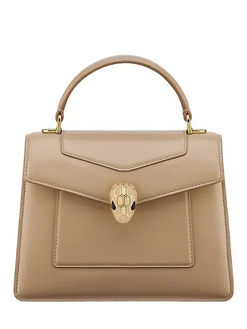 BVLGARI Serpenti Forever Medium Leather Top-handle Bag - Beige