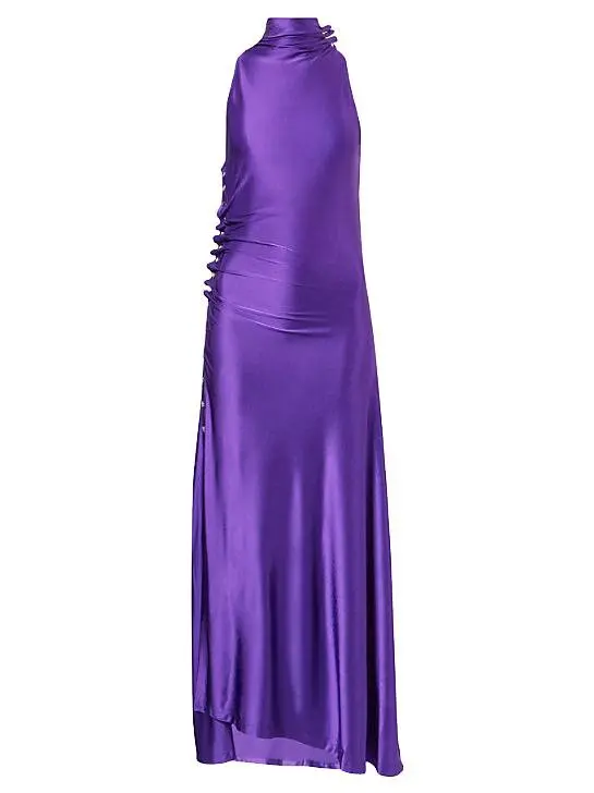 Rabanne High-neck Stretch-jersey Maxi Dress - Violet
