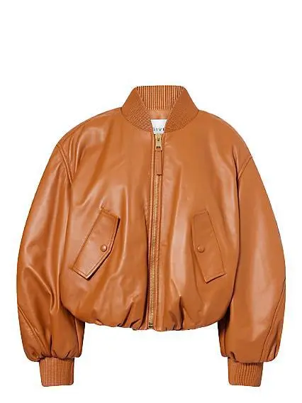 Givenchy Cocoon Cropped Leather Bomber Jacket - Tan