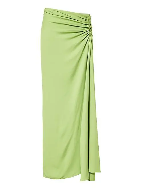 Christopher Esber Side-rouched Low-rise Maxi Skirt - Fresh Lime