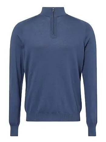 Sunspel Quarter-zip Cashmere And Cotton Pullover - Slate Blue24