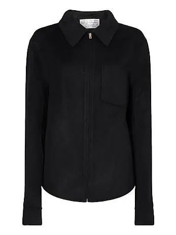 Acne Studios Zip-up Wool-blend Jacket With Patch Pocket - Black