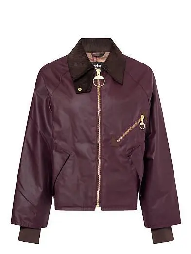 Barbour Arlene Relaxed-fit Waxed-cotton Jacket - Merlot/muted Tartan
