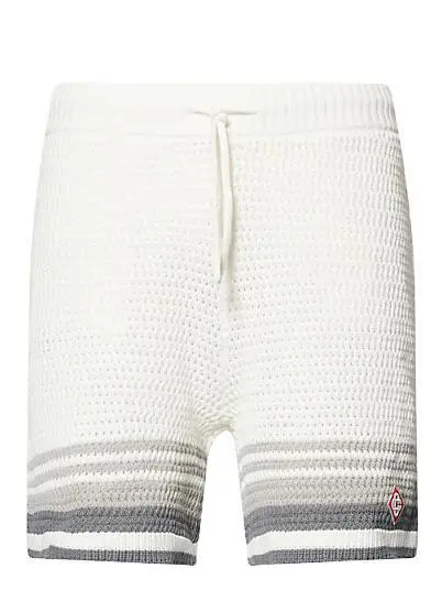 Casablanca Tennis Striped Crochet-knit Cotton Shorts - White