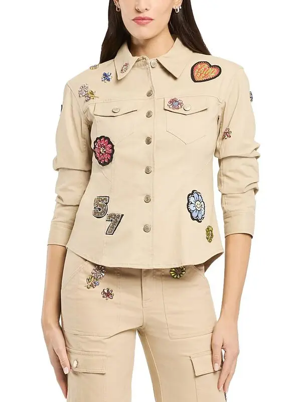 Cinq À Sept Retro Love Patches Canyon Jacket - Khaki Multi