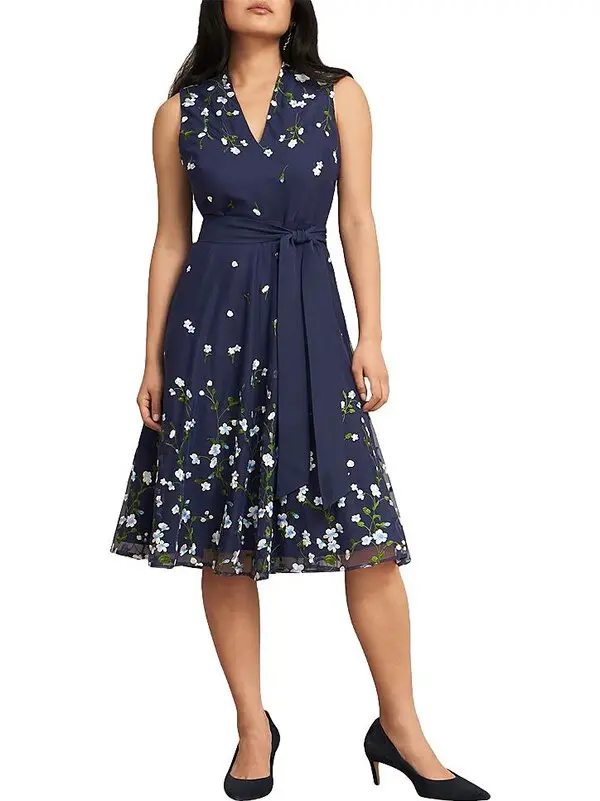 HOBBS LONDON Aria Embroidered Dress - Midnight Blue