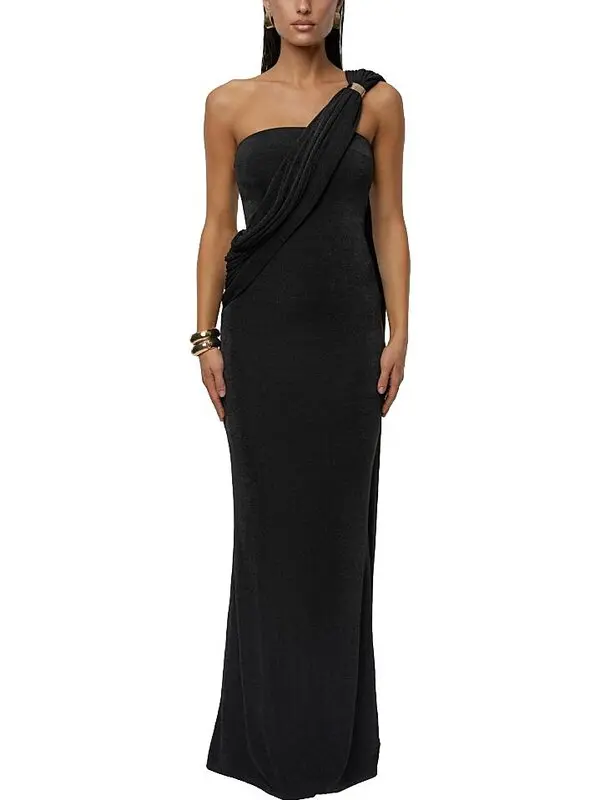 JLUXLABEL Golden Veil Maxi Dress - Black