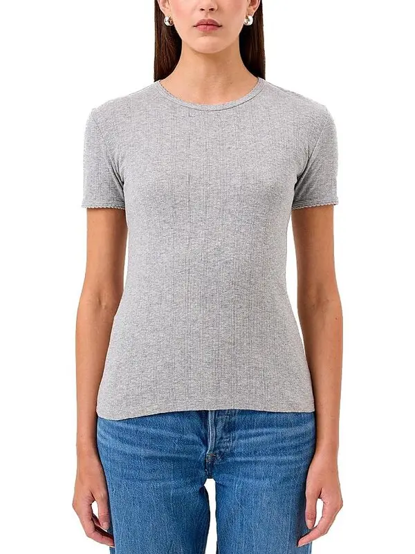 GOLDIE LEWINTER Pointelle Tee - Grey Heather