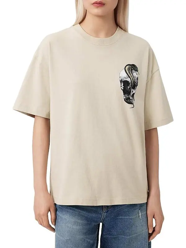 ALLSAINTS Snakehead Etta Tee - Almond White
