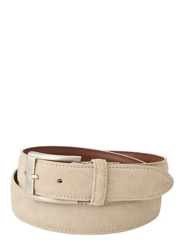 JACK OF SPADES Italian Sueded Calfskin Belt - Beige