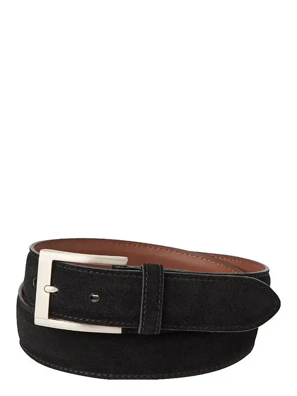 JACK OF SPADES Italian Sueded Calfskin Belt - Black