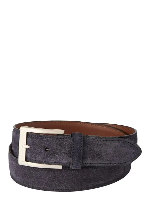 JACK OF SPADES Italian Sueded Calfskin Belt - Navy