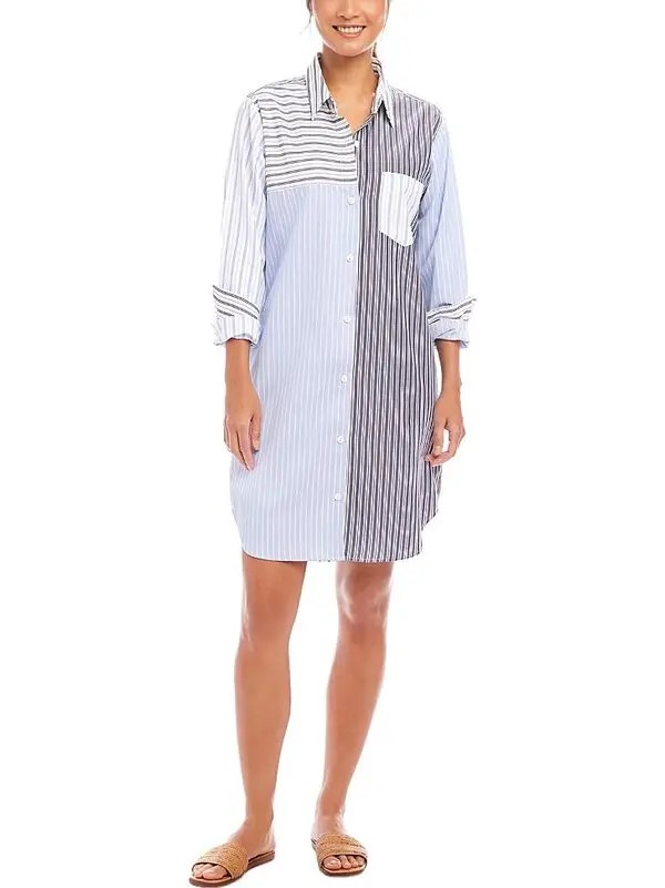 Karen Kane Mixed Colorblocked Shirtdress - Stripe