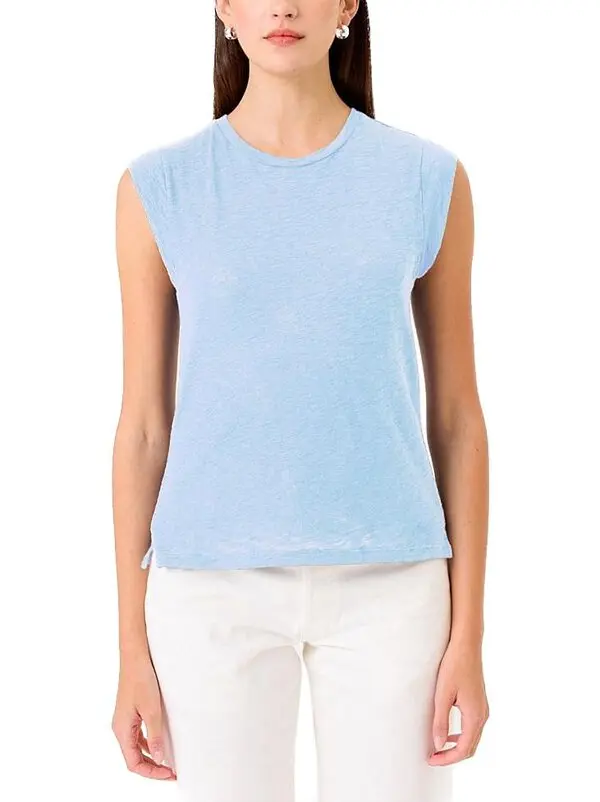 GOLDIE LEWINTER Signature Slub Cap-sleeve Tee - Bluebell