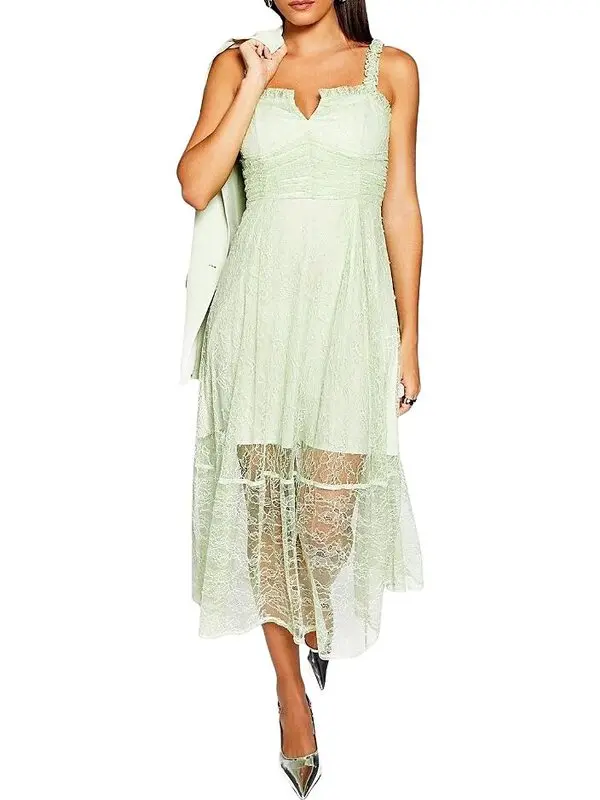 WAREHOUSE Runway Lace Detail Maxi Dress - Sage