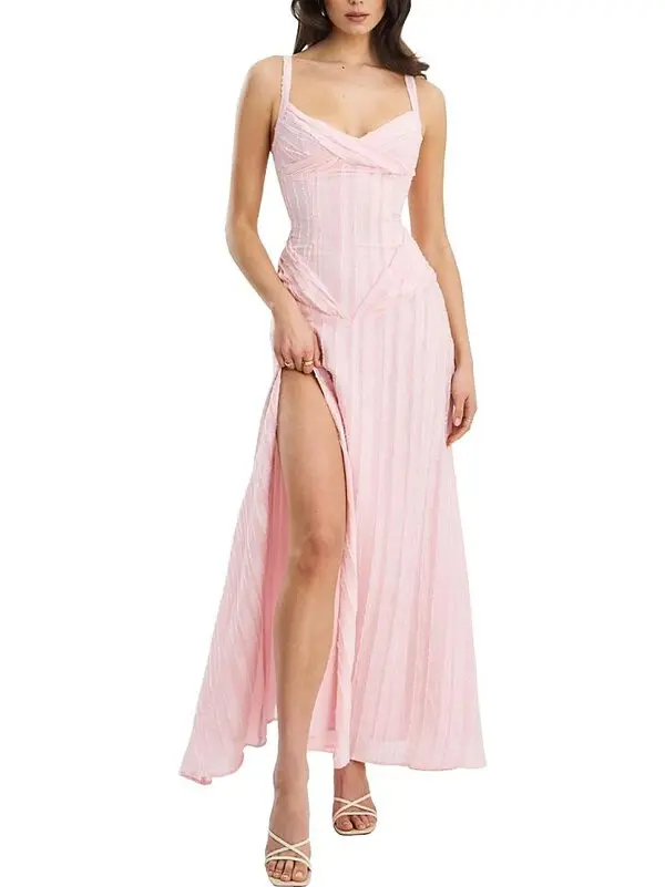 MISS CIRCLE Mallory Stripe Jacquard Gown - Pink