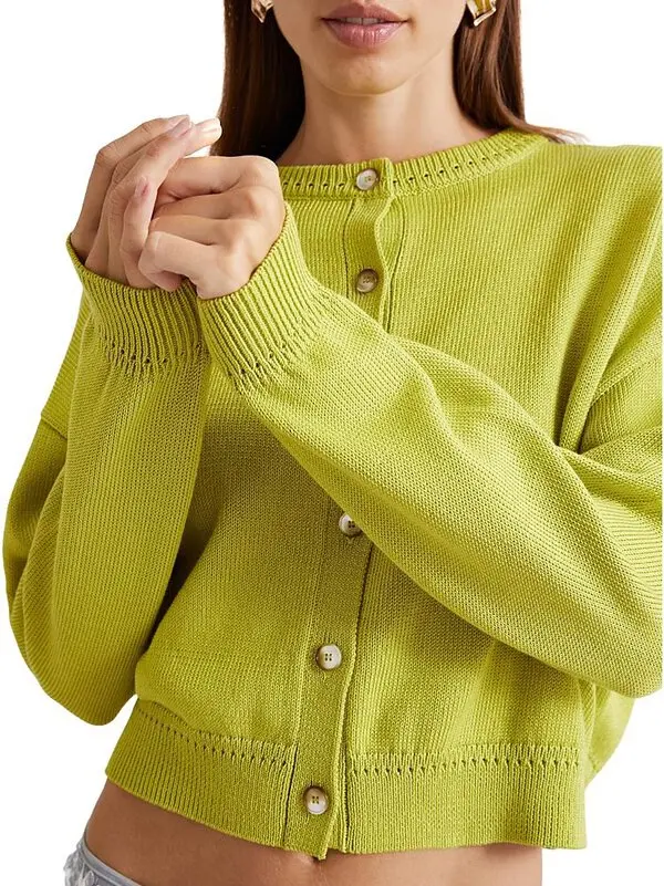 Marella Sport Alcuno Pointelle Trim Cardigan - Green