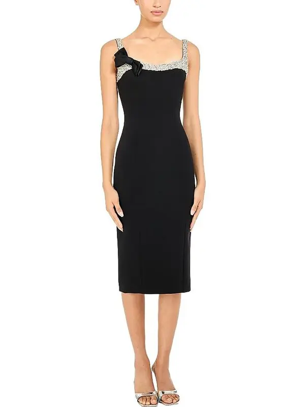 Jenny Packham Lucy Crystal-embellished Bow Midi Dress - Liquorice