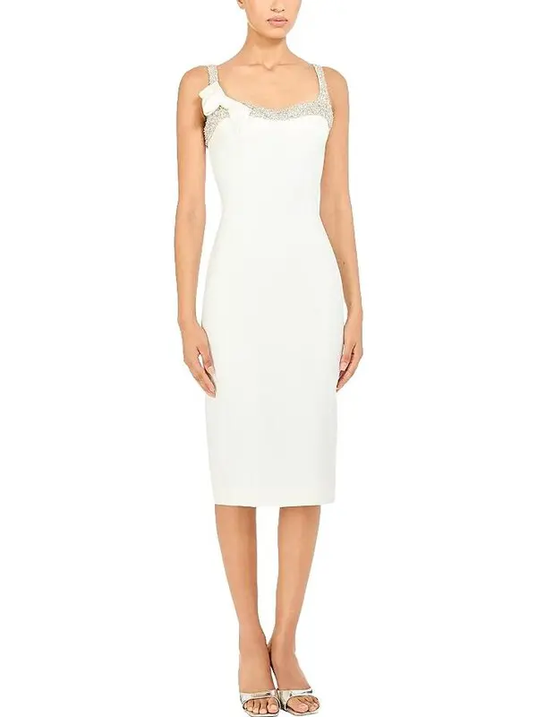 Jenny Packham Lucy Crystal-embellished Bow Midi Dress - Vanilla