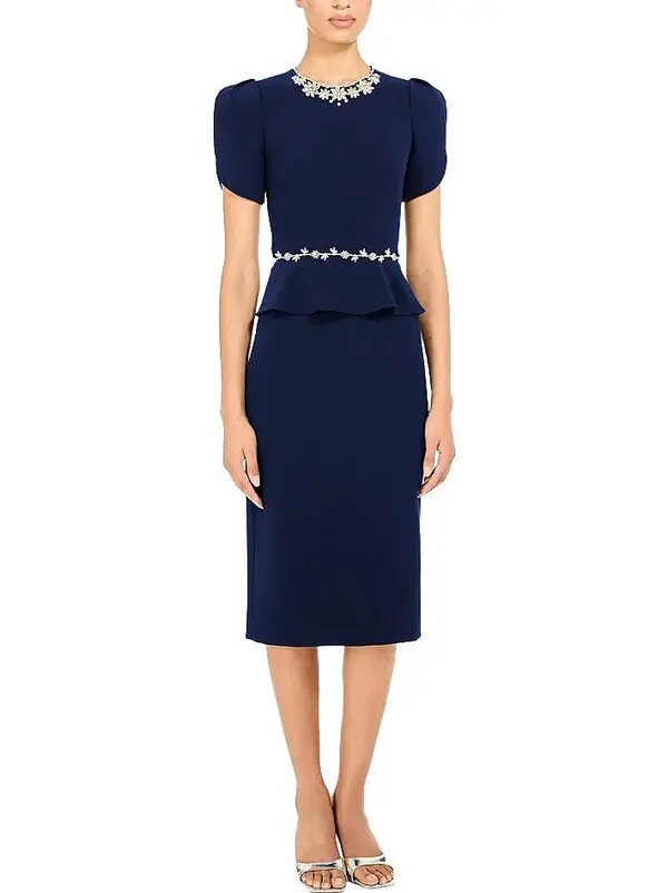 Jenny Packham Jules Floral-embellished Midi Dress - Midnight Kiss