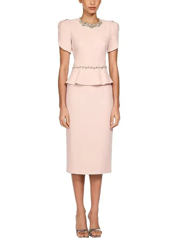 Jenny Packham Jules Floral-embellished Midi Dress - Morganite