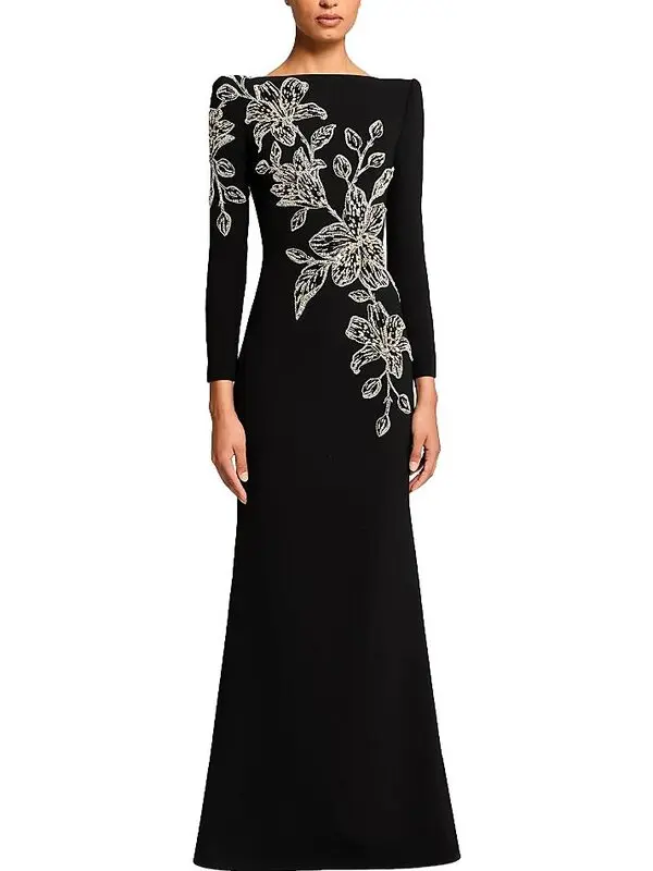 Jenny Packham Slipper Orchid Floral-embellished Maxi Gown - Liquorice
