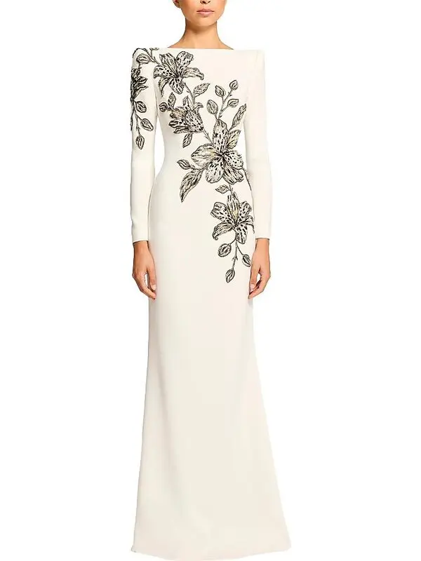 Jenny Packham Slipper Orchid Floral-embellished Maxi Gown - Vanilla