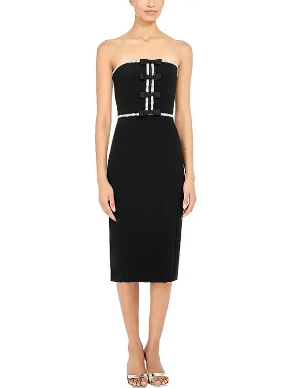 Jenny Packham Odette Bow-embellished Beaded Midi Dress - Liquorice