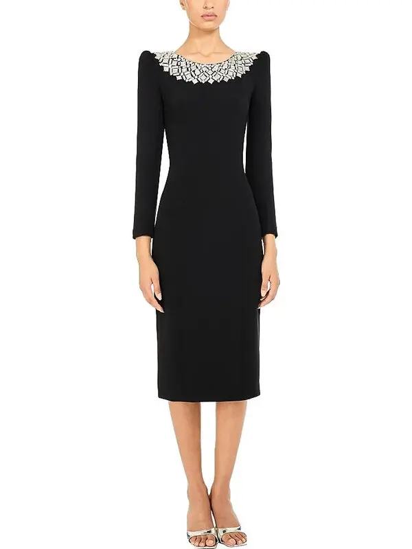 Jenny Packham Jacquetta Embellished Midi Dress - Liquorice