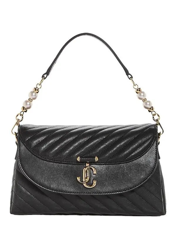 JIMMY CHOO Avenue Curve Leather Top Handle Bag - Black