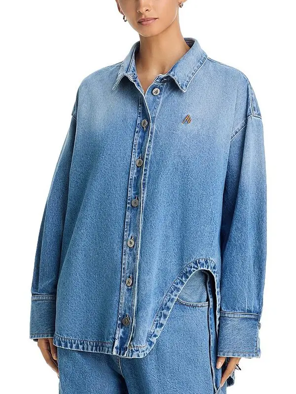 Attico Denim Shirt Jacket - Sky Blue