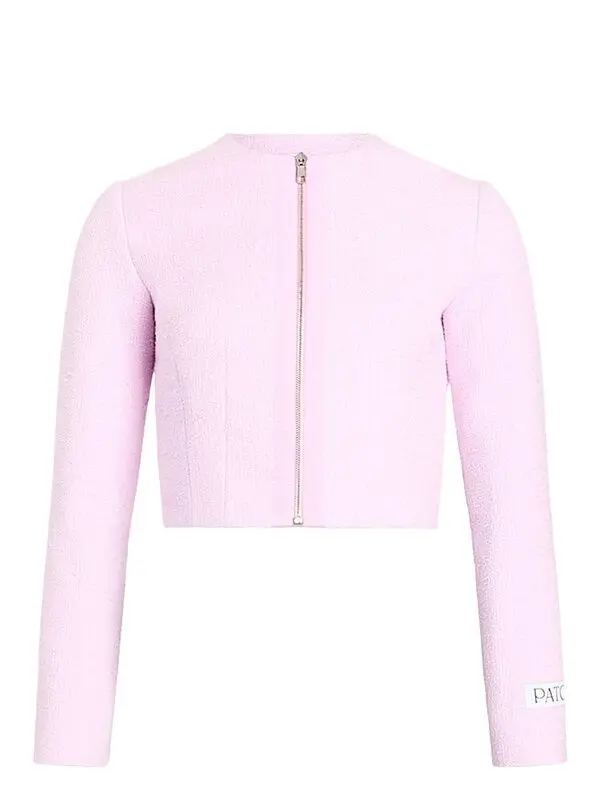 Patou Collarless Zip-up Jacket - Candy Pink