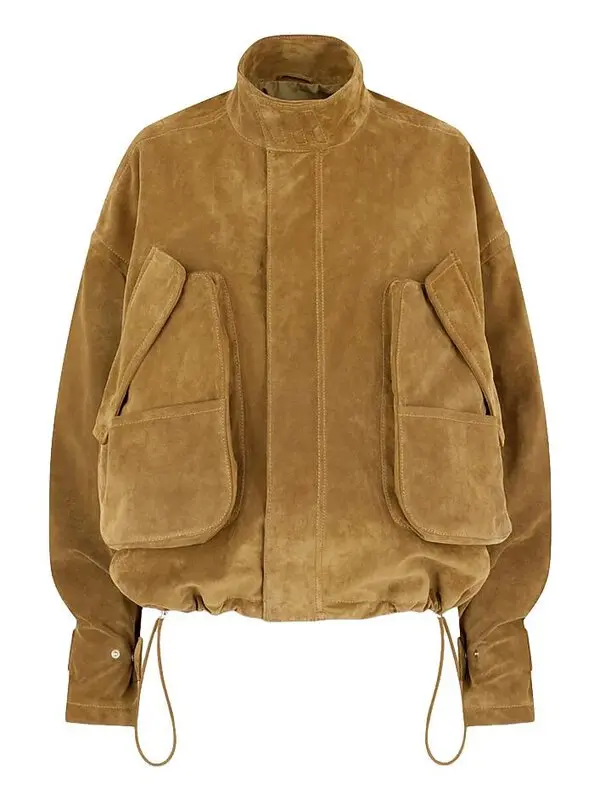 Attico Leather Bomber Jacket - Sand