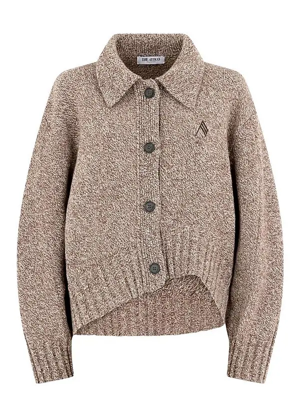 Attico Wool And Cashmere Cardigan - Dark Brown/white