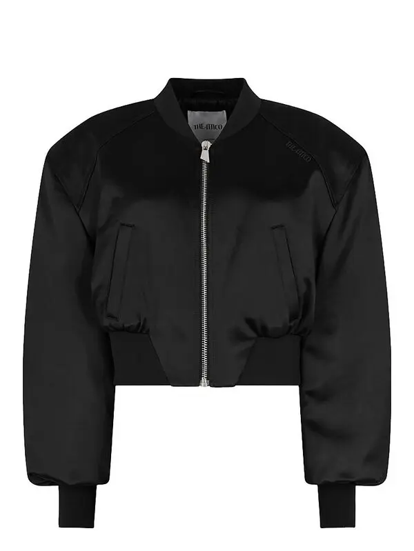 Attico Satin Bomber Jacket - Black