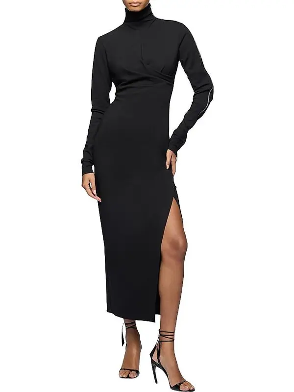 Attico Zip Sleeve Midi Dress - Black