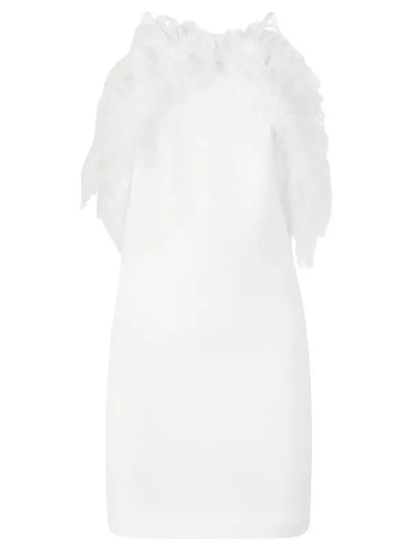 Attico Feathered Mini Dress - White