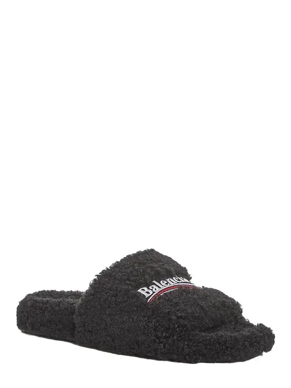 Balenciaga Furry Slide Slippers - Black/multi