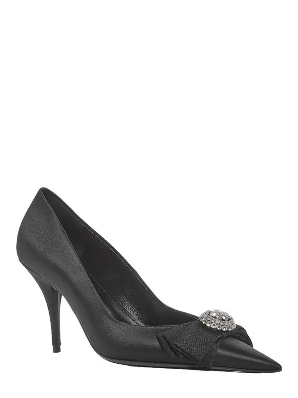 Balenciaga Avenue Palazzo Pointed Pumps - Black/crystal