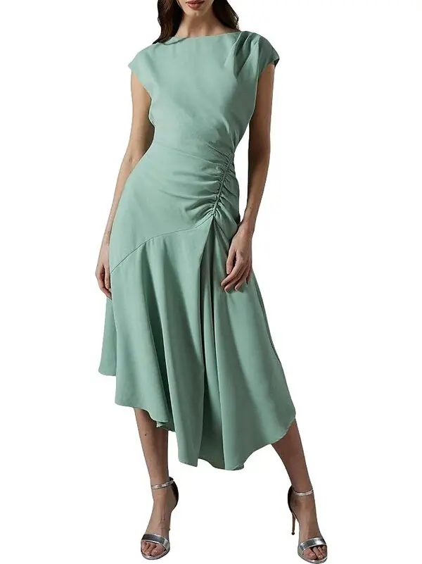 Coast Drape Side Cap Sleeve Midi Dress - Sage