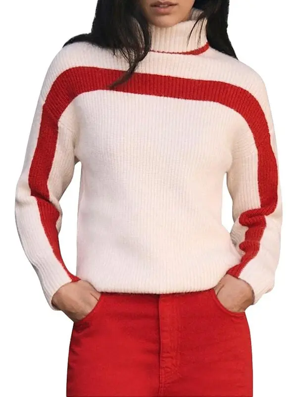 Mint Velvet Contrast Stripe Sweater - Cream