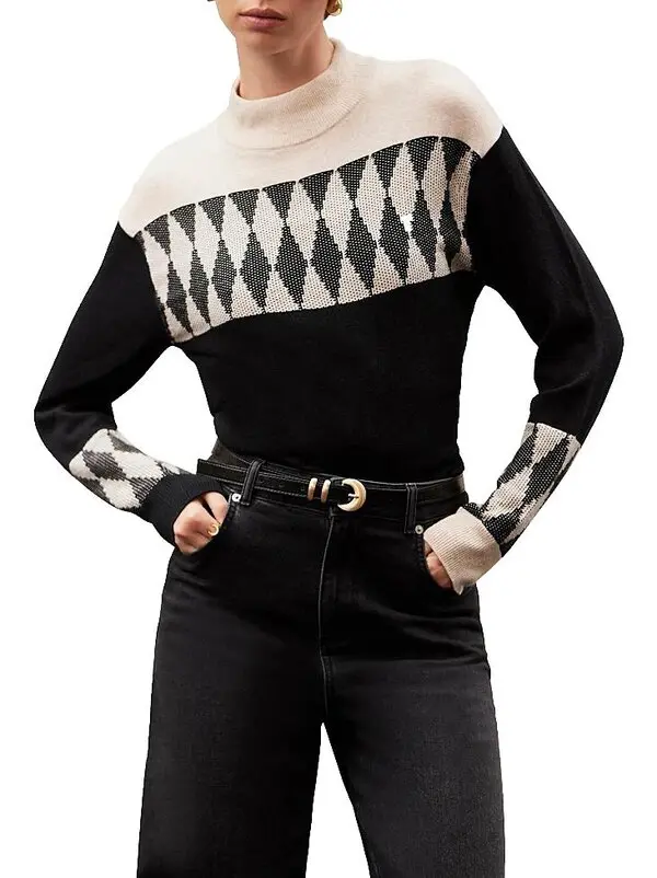 Mint Velvet Cotton-blend Graphic Pullover Sweater - Stone