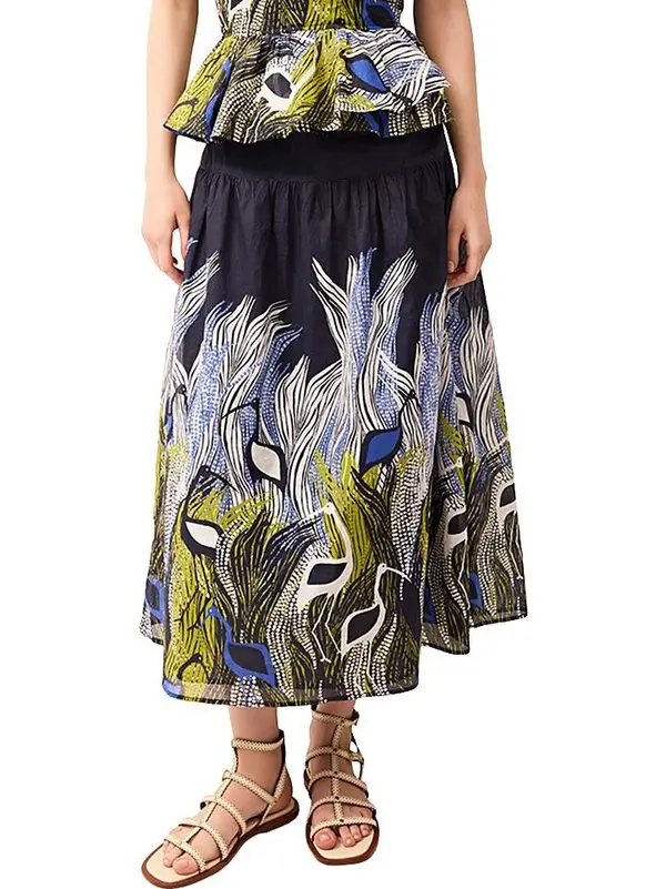 MARIE OLIVER Printed Midi Skirt - Heron