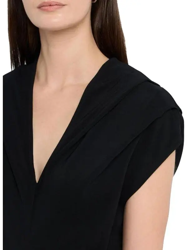 Co Banana Cut Cap-sleeve Midi Dress - Black