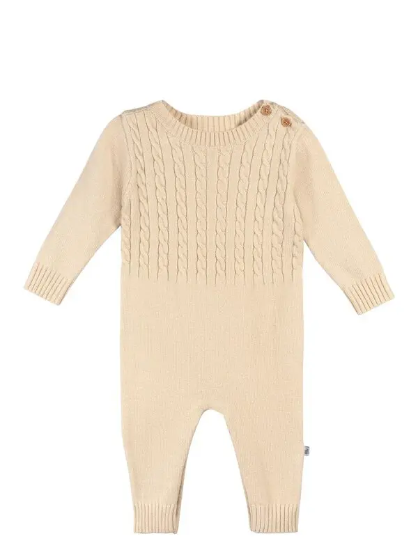 JUST BORN Sweater Knit Romper - Tan