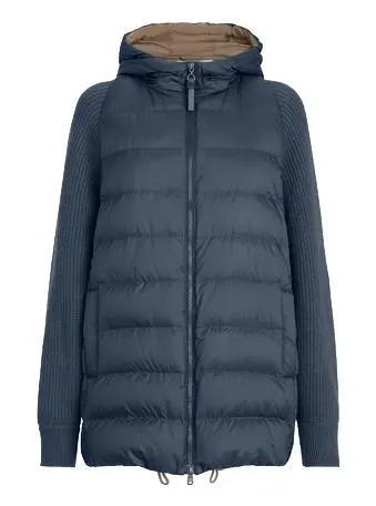 Brunello Cucinelli Nylon Hooded Down Jacket - Blue