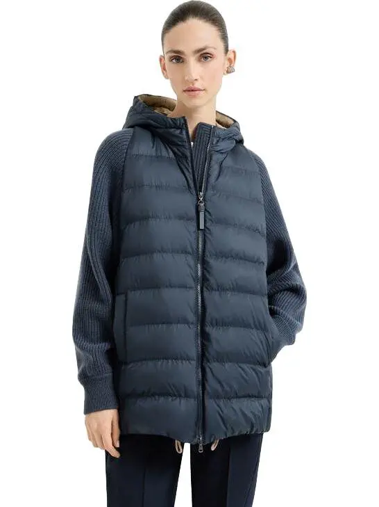 Brunello Cucinelli Nylon Hooded Down Jacket - Blue