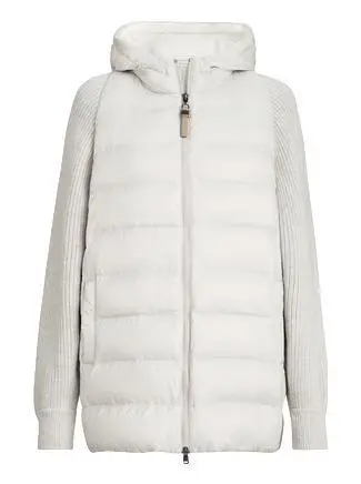 Brunello Cucinelli Nylon Hooded Down Jacket - Light Grey